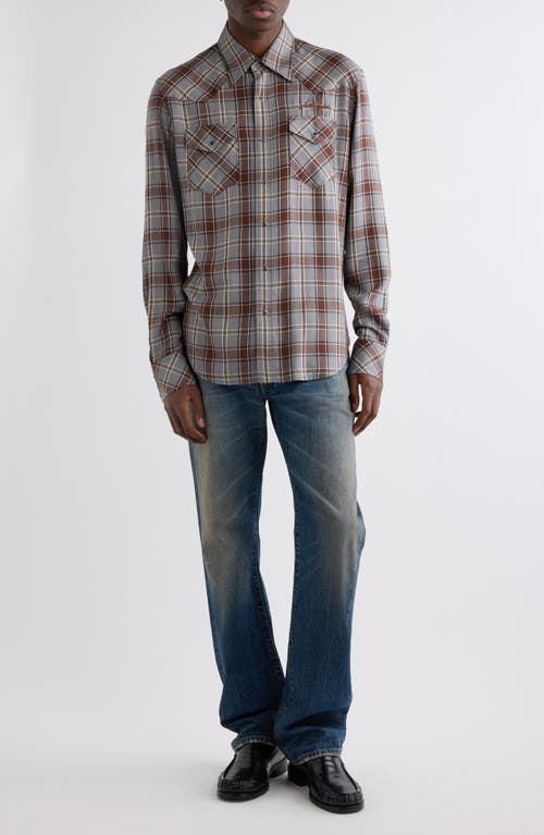 ACNE STUDIOS surrow embroidered logo plaid flannel western shirt